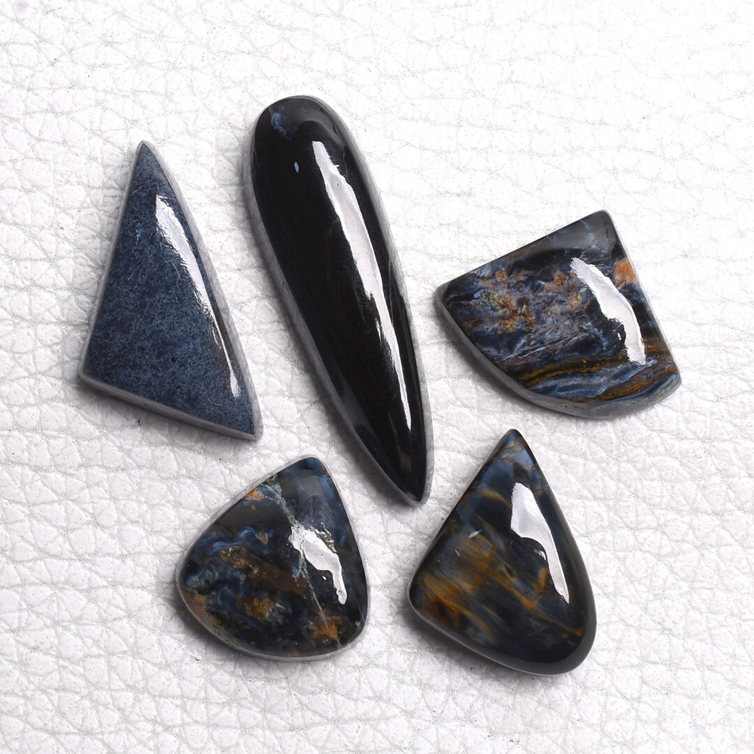 5 Piece Natural Pietersite Cabochon Lot, Blue Pietersite Loose Gemstone ...