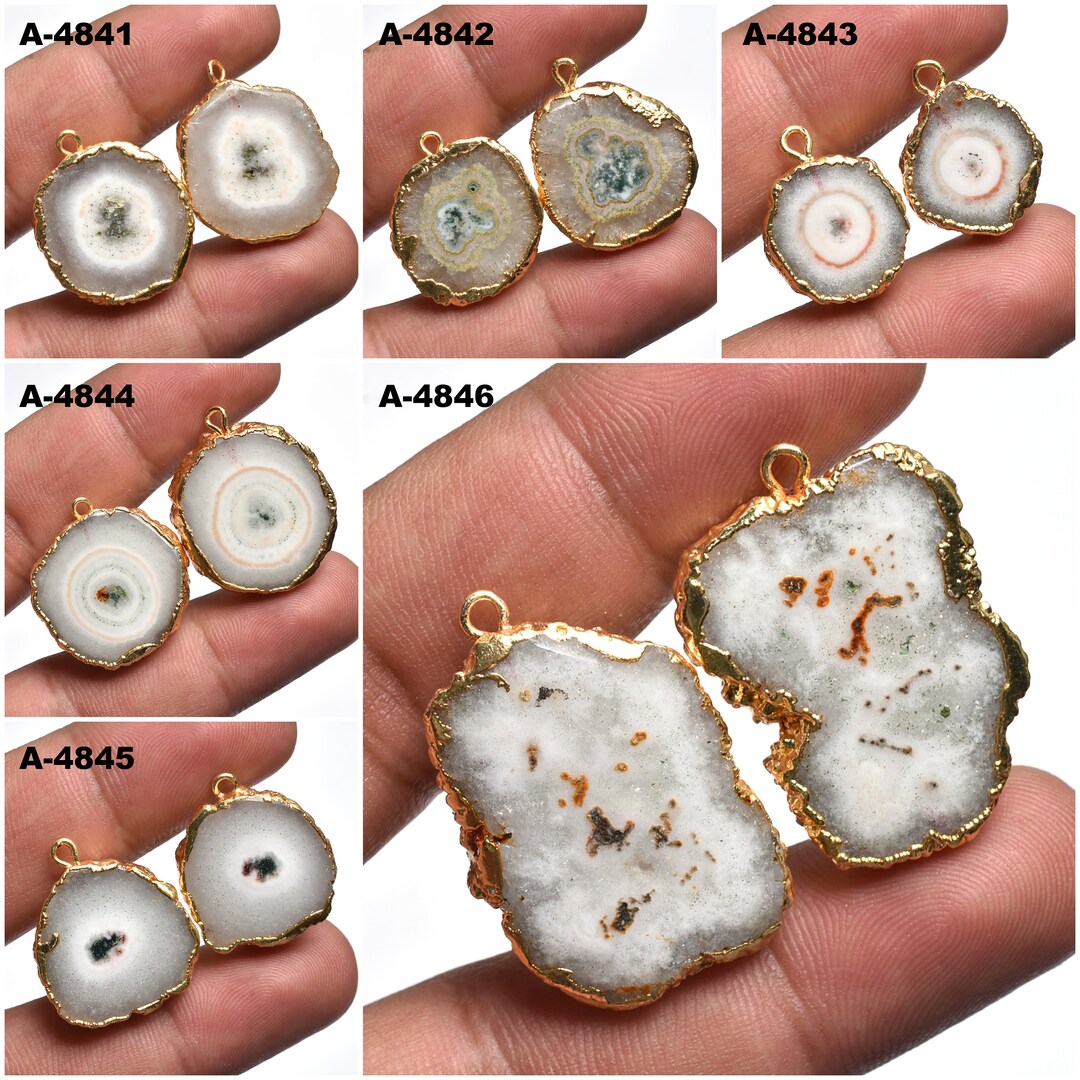 Rare Solar Quartz Connector Pairs, Solar Druzy Quartz Pairs, Matched ...