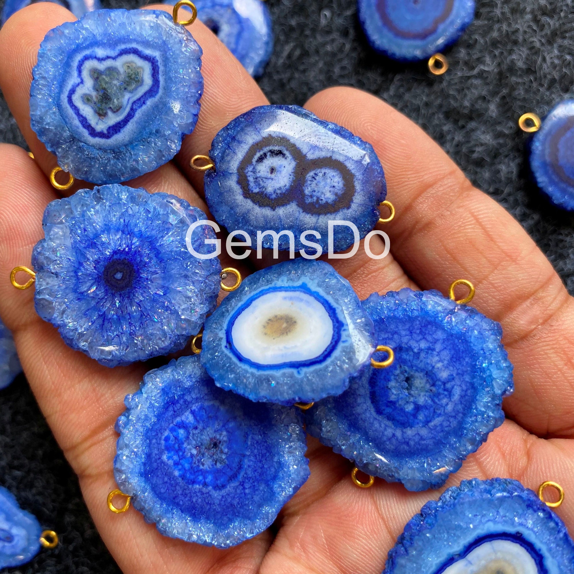 5 Pieces Solar Quartz Connectors DIY Blue Solar Quartz - Etsy