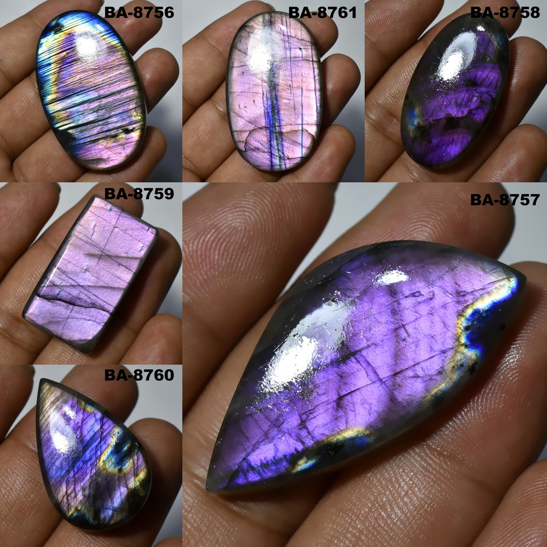 Rainbow Fire Purple Labradorite Cabochon, AAA Labradorite Gemstone, 100 ...