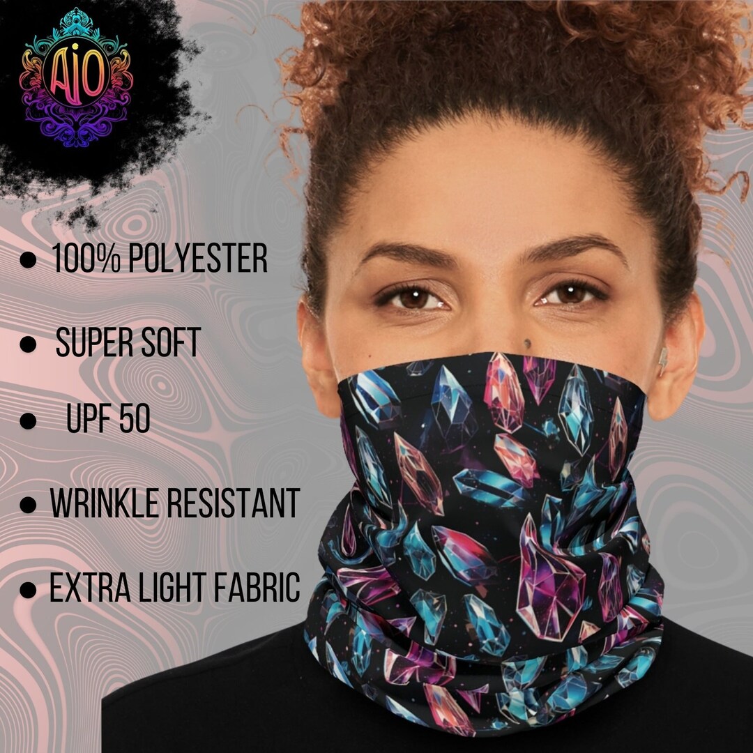 Sacred Crystal Neck Gaiter Face Mask Rave Festival Bandanna Tribal ...