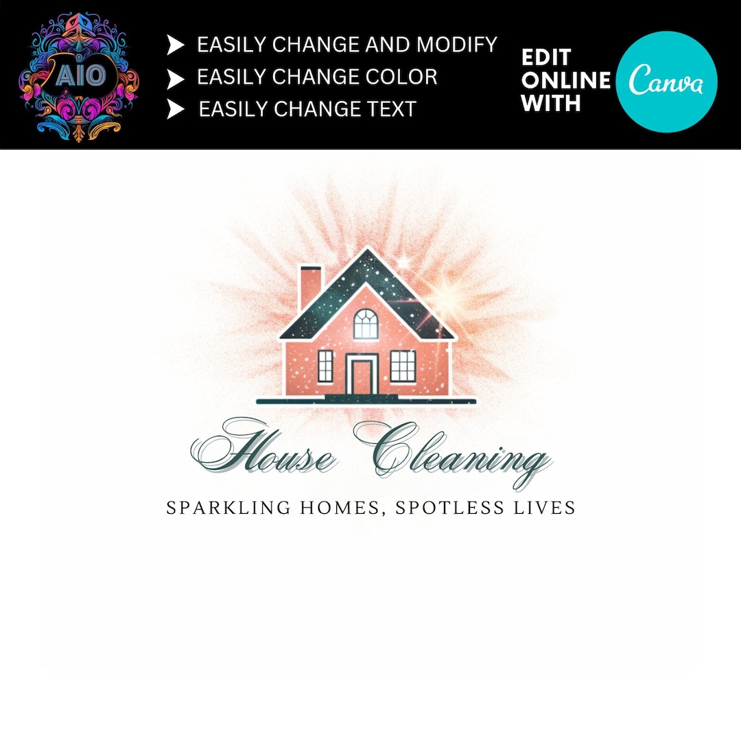 House Cleaning Logo Template - Easily Customizable Canva Logo - Maid ...