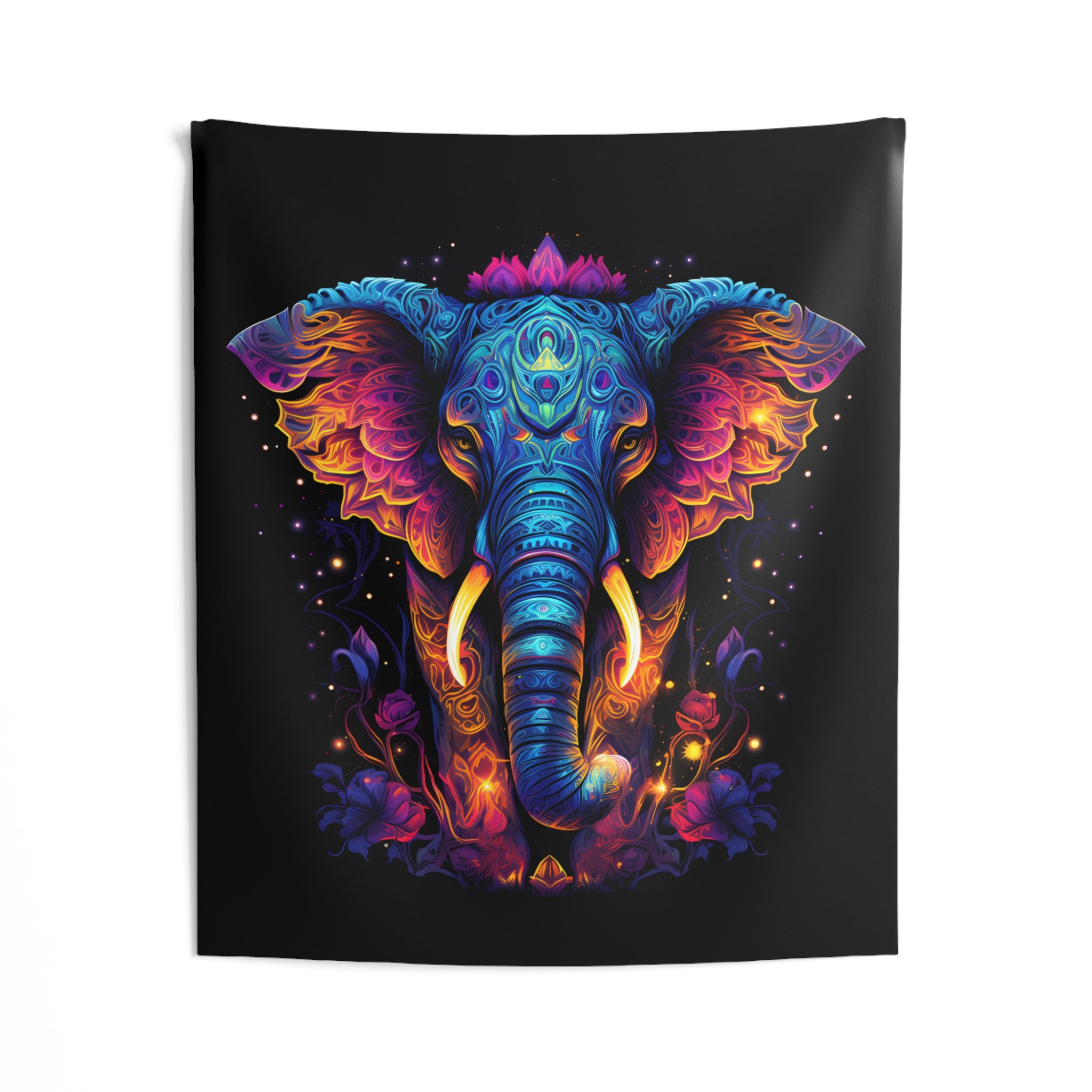 Elephant Wall Tapestry | Trippy Elephant Wall Art - Etsy
