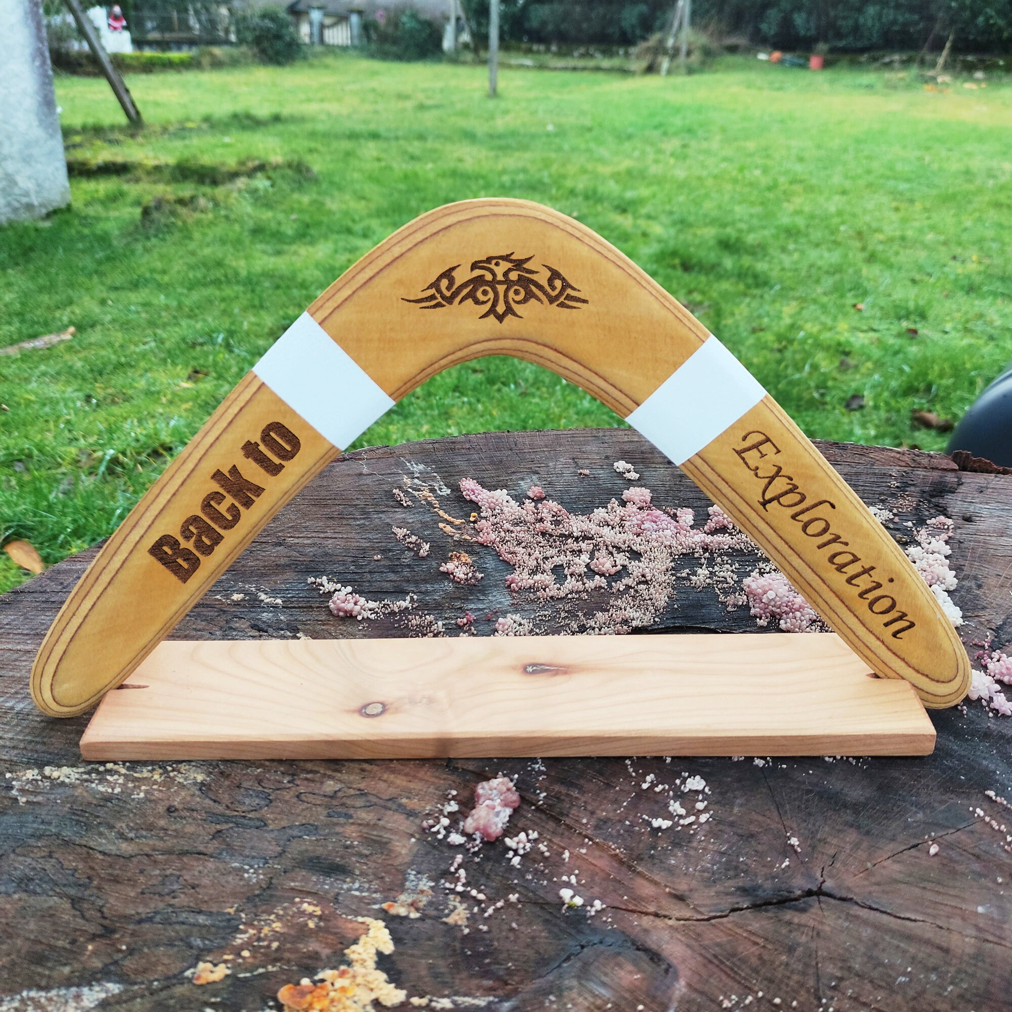 Real Wooden Boomerang With Text and Draw / Logo / Design Laser Engraved ...