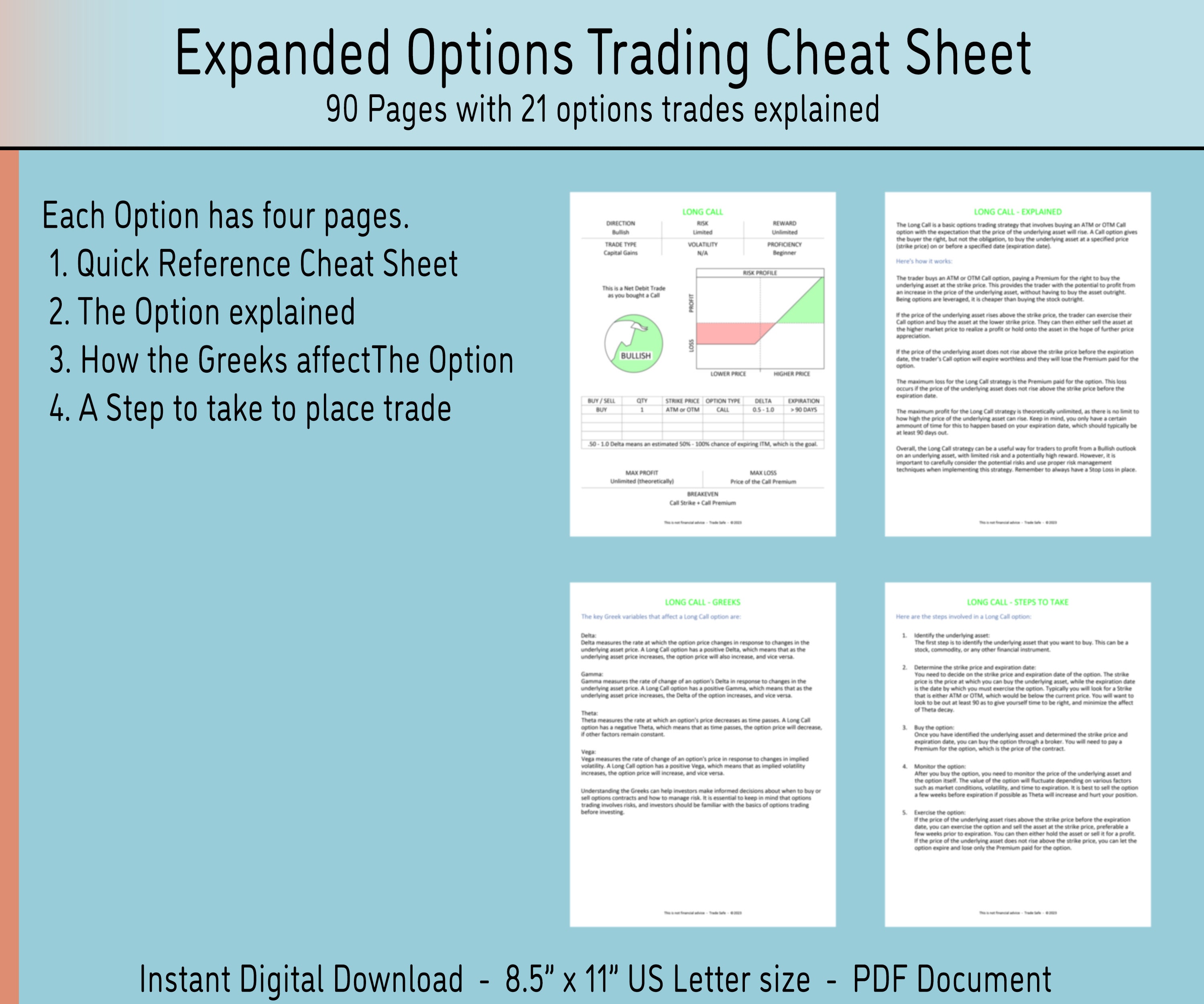 90 Page EXPANDED Options Trading Cheat Sheet for Beginners to ...