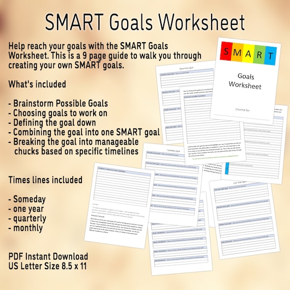 SMART Goals Worksheet Digital PDF | Etsy