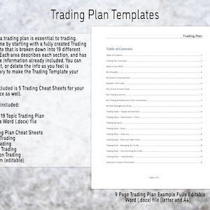 Trading Plan Template, Fully Editable With Trading Plan Cheat Sheet ...