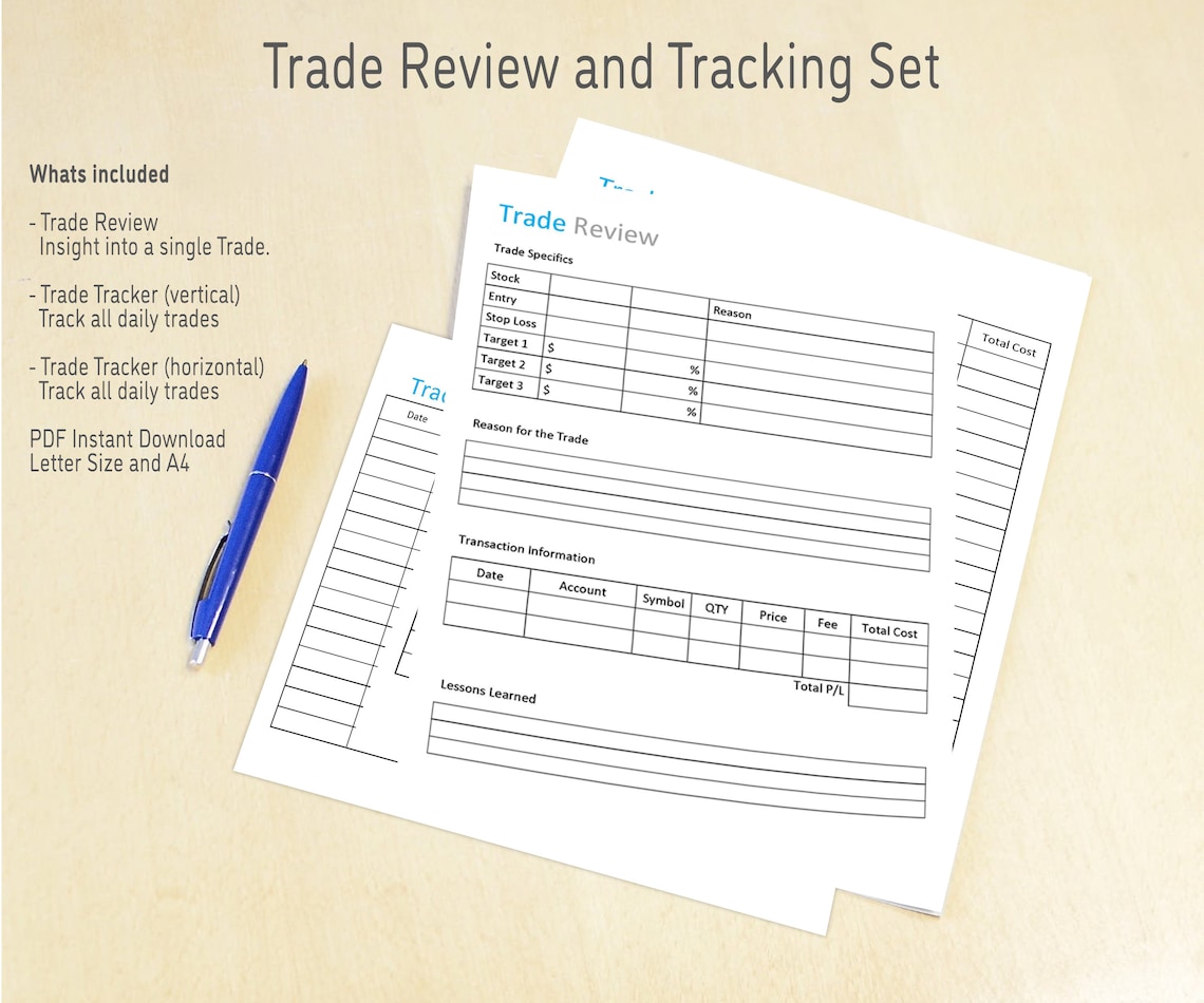 Stock Trading Log Sheets Bundle, Trade Tracker for the Stock Market ...