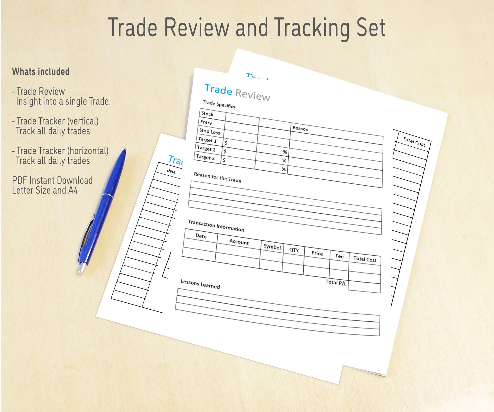 Stock Trading Log Sheets Bundle, Trade Tracker for the Stock Market ...