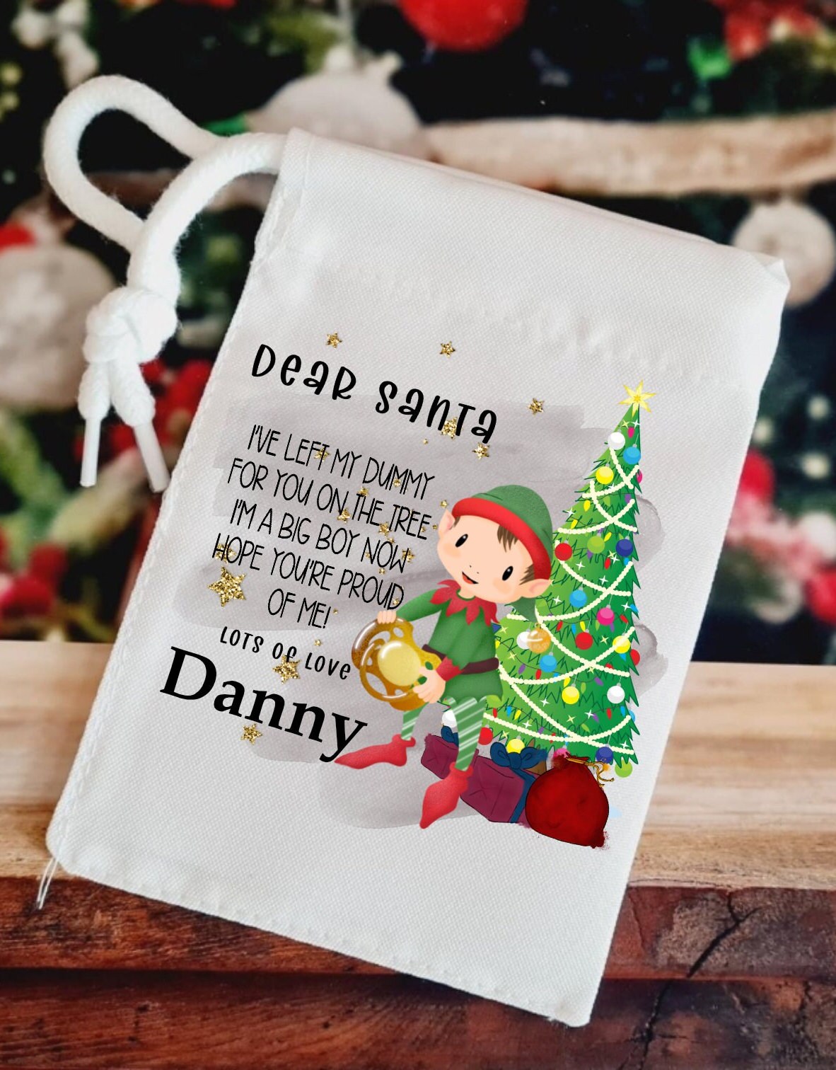 Personalised Dummy Bag for Good Girl Boy to Give Their Dummy to Santa ...
