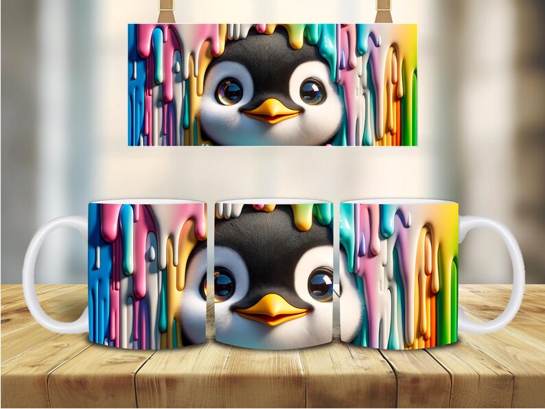 Colourful 3D Cartoon Penguin Mug Cute Gift Animal Lover Unusual ...