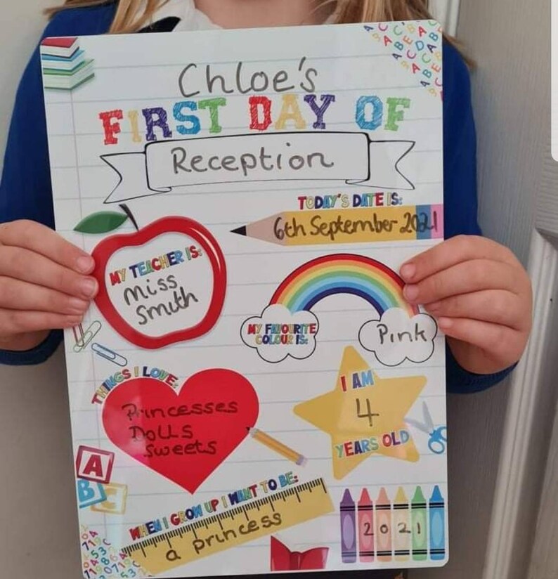 Re-usable Aluminium First Day of School, Reception, Nursery Board to ...