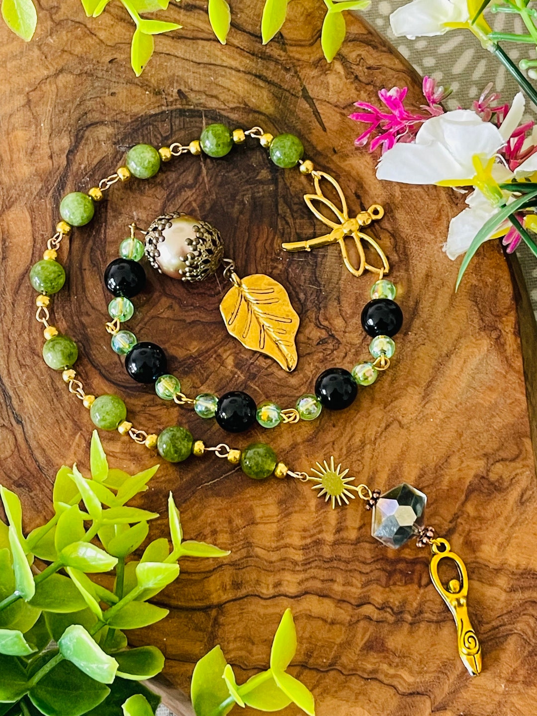 Woodland Witch Goddess Leaf Rosary for Prosperity Abundance - Wicca ...