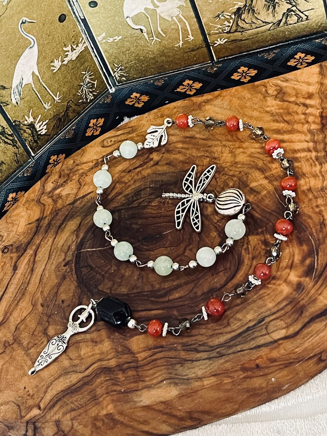 Mother Earth Goddess Rosary Wicca Witch Pagan - Carnelian & Green ...