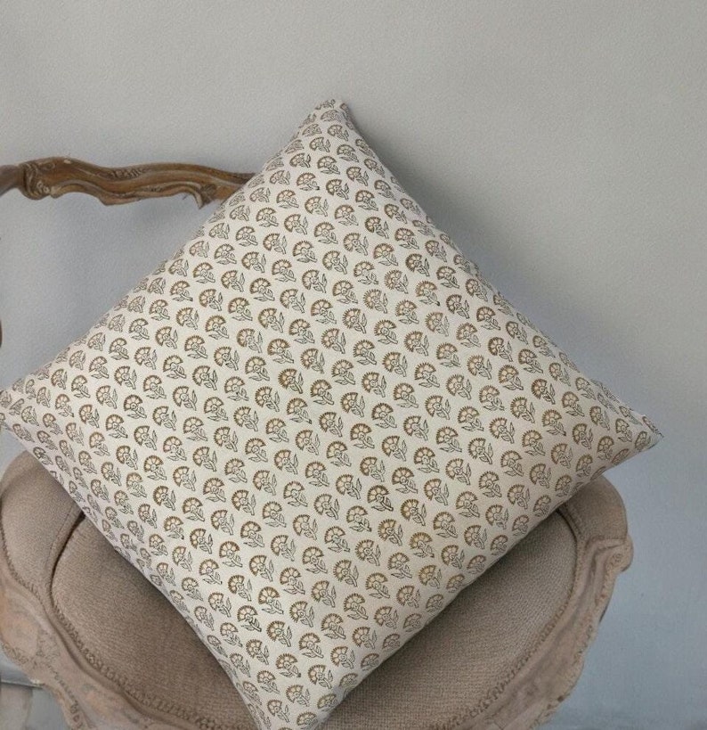 Hand Block Print Pillow Cover , Indian Floral Pillow Cover , Block ...