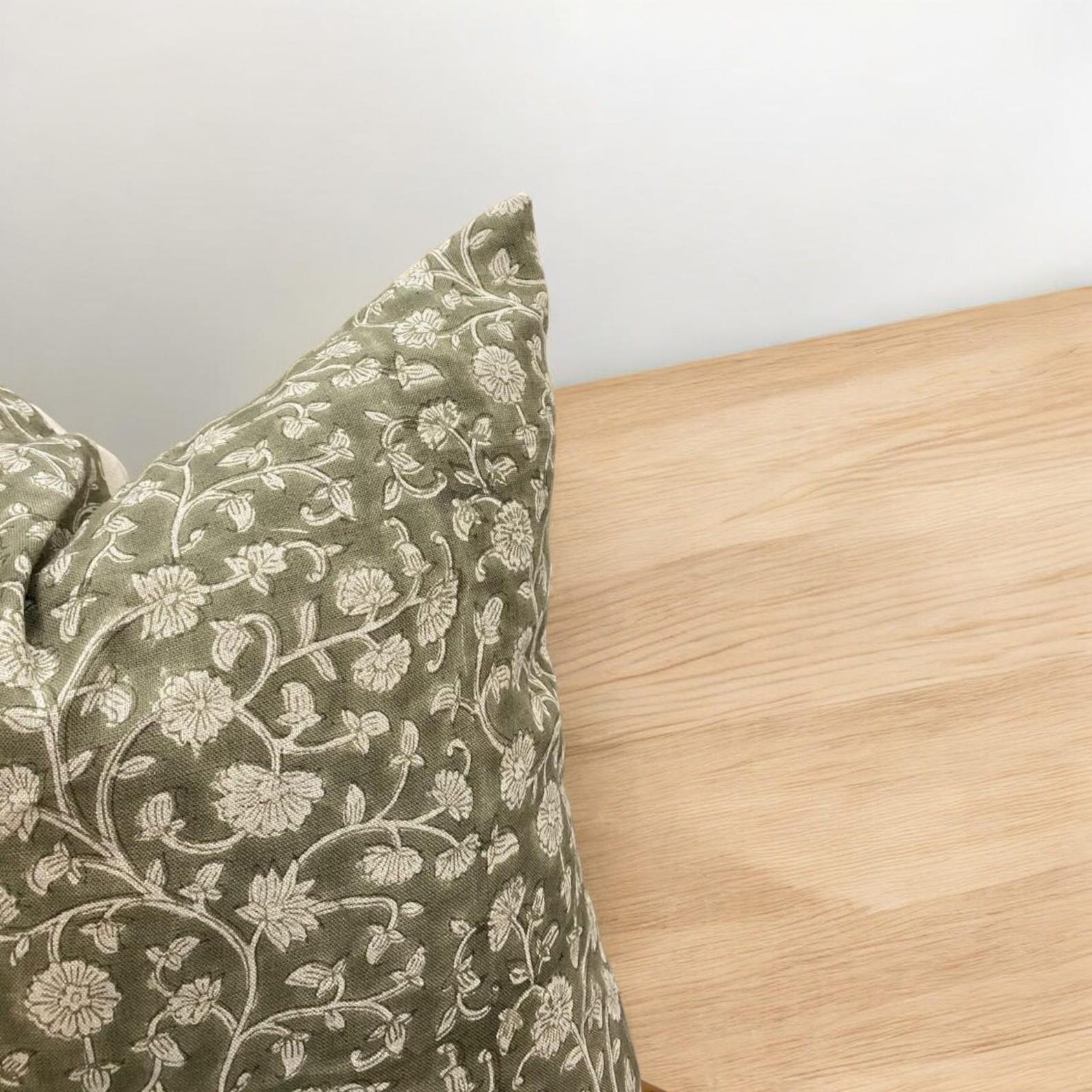 Stunning Floral Block Print Pillow Cover , Handcrafted on Premium Linen ...