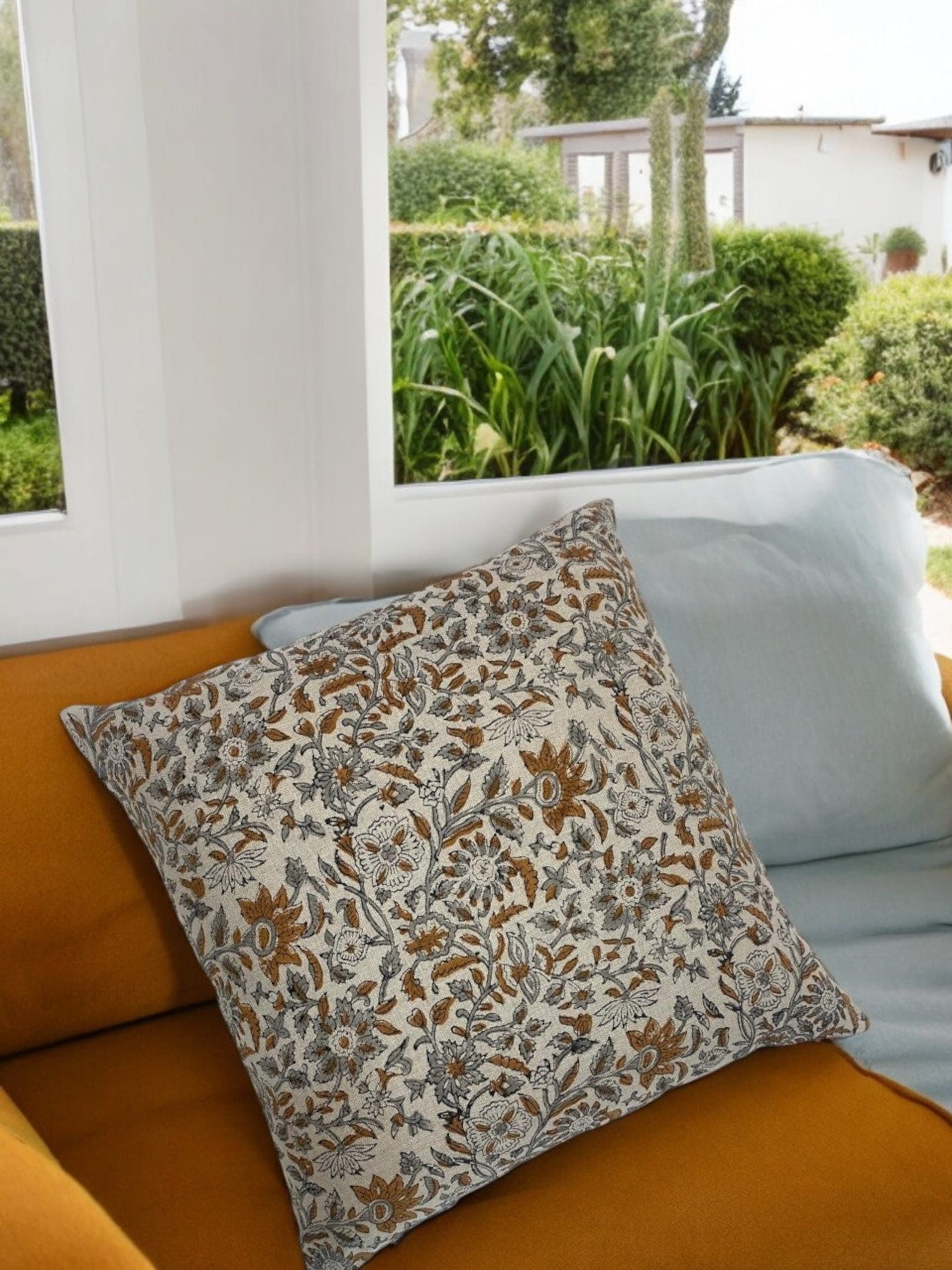 Hand Block Print Pillows ,natural Block Print Pillows, Decorative ...