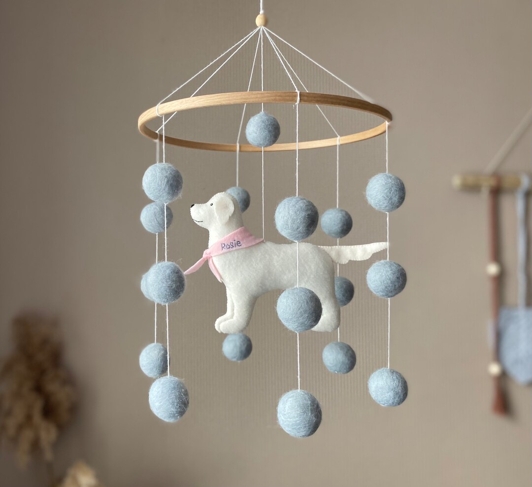 Dog Mobile for Nursery, Golden Retriever Dog Baby Mobile, Gender ...