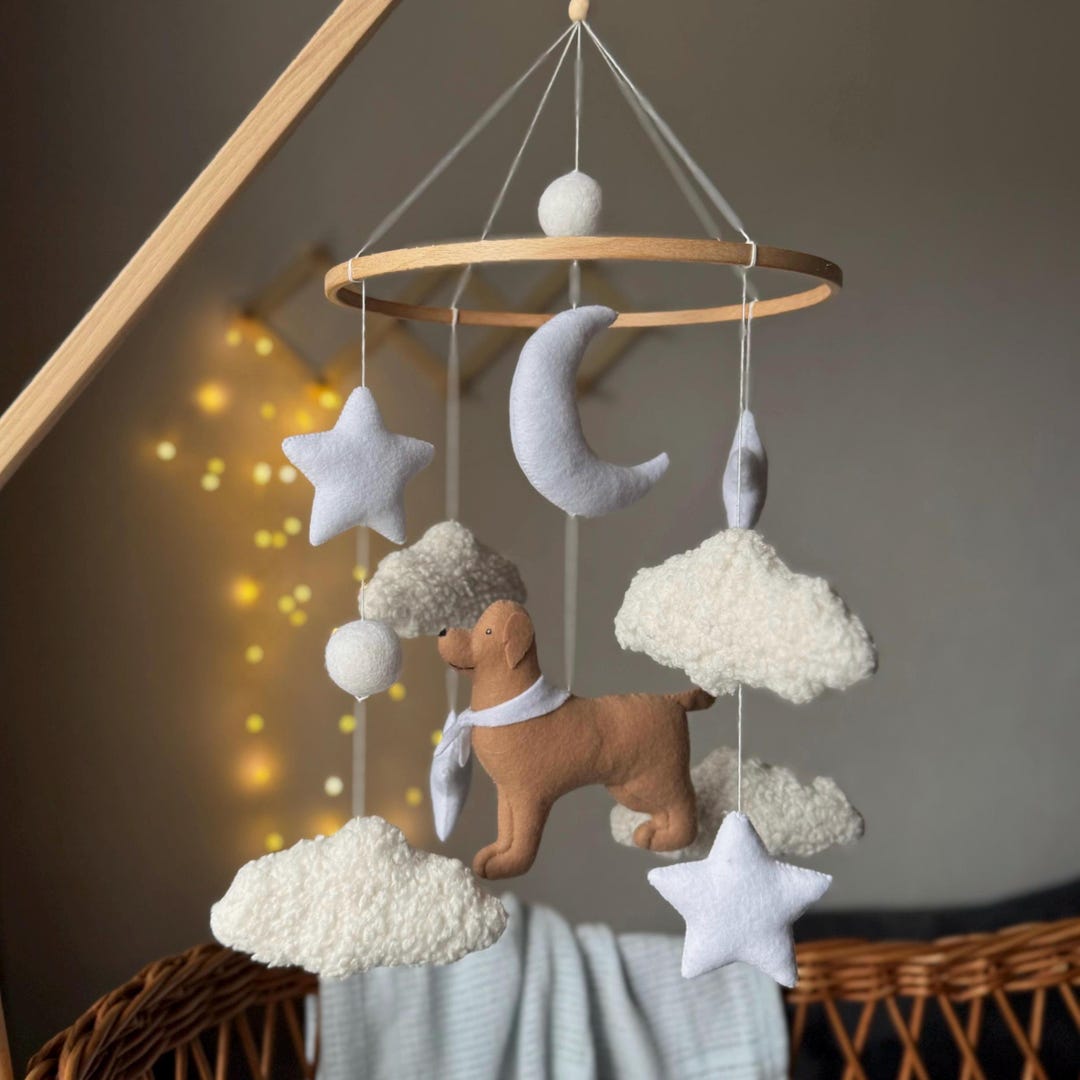 Dog Mobile for Nursery, Golden Retriever Dog Baby Mobile Labrador ...