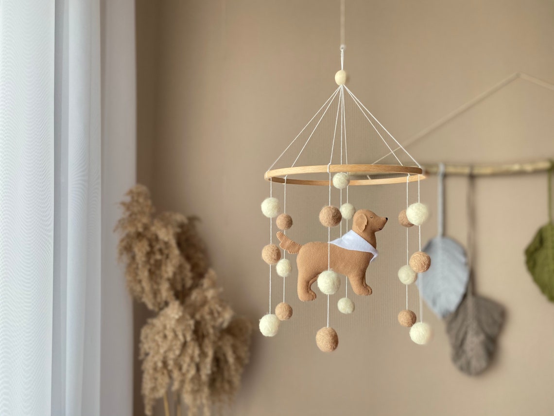 Dog Mobile for Nursery Golden Retriever Dog Baby Mobile | Etsy