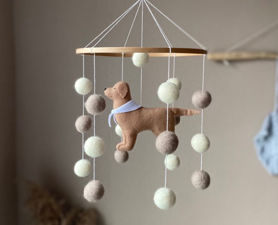 Mobile chien pour chambre de bebe mobile pour bebe chien golden retriever Labrador mobile neutre feutre mobile pour lit de chiot berceau mobile boule en feutre Etsy France