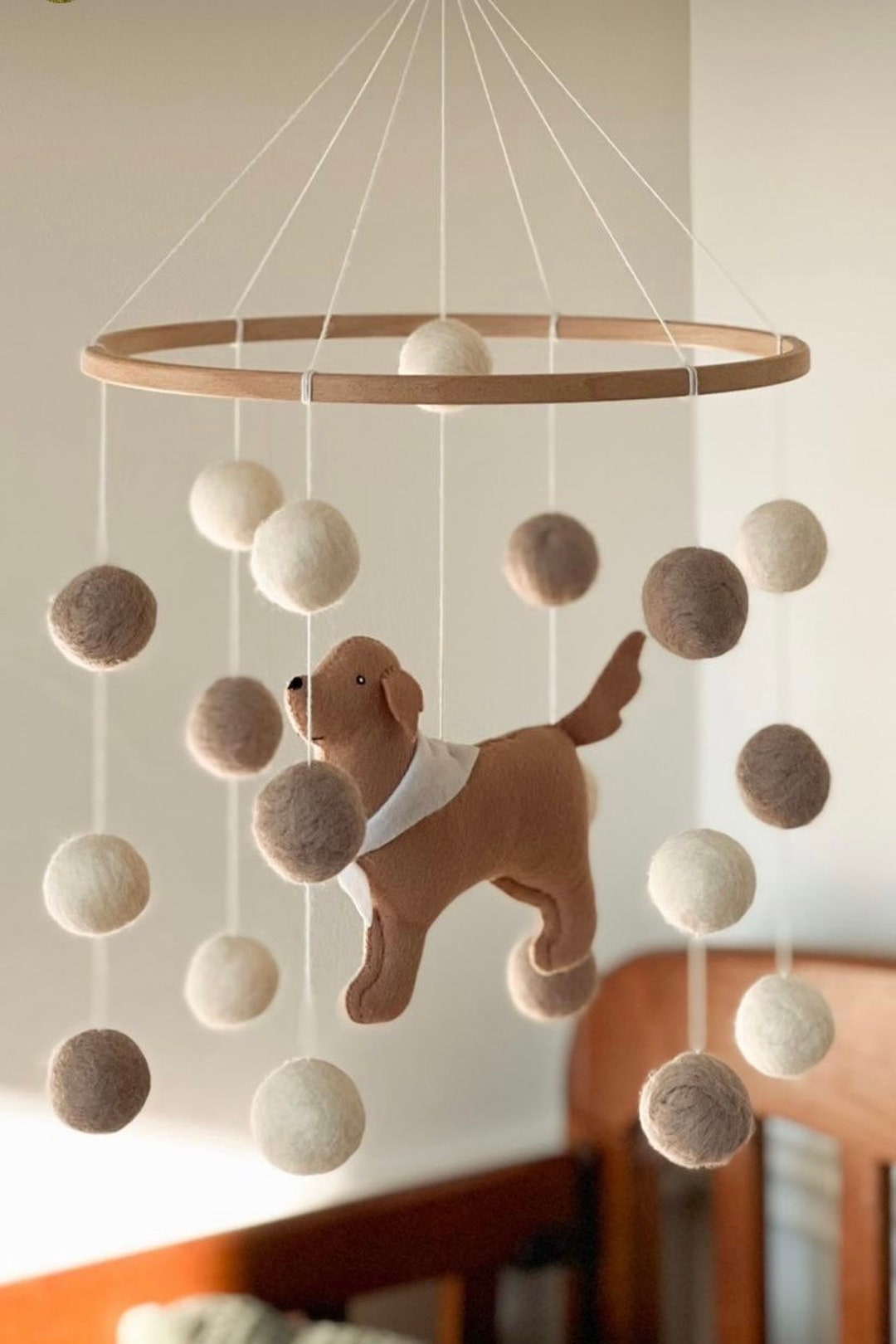 Dog Mobile for Nursery, Golden Retriever Dog Baby Mobile, Gender ...