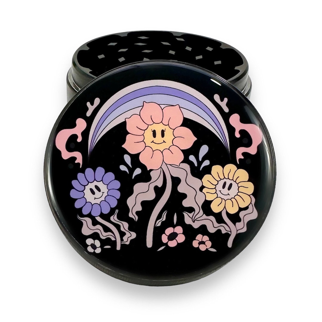 Retro Floral Grinder, Black Flower Grinder - Etsy