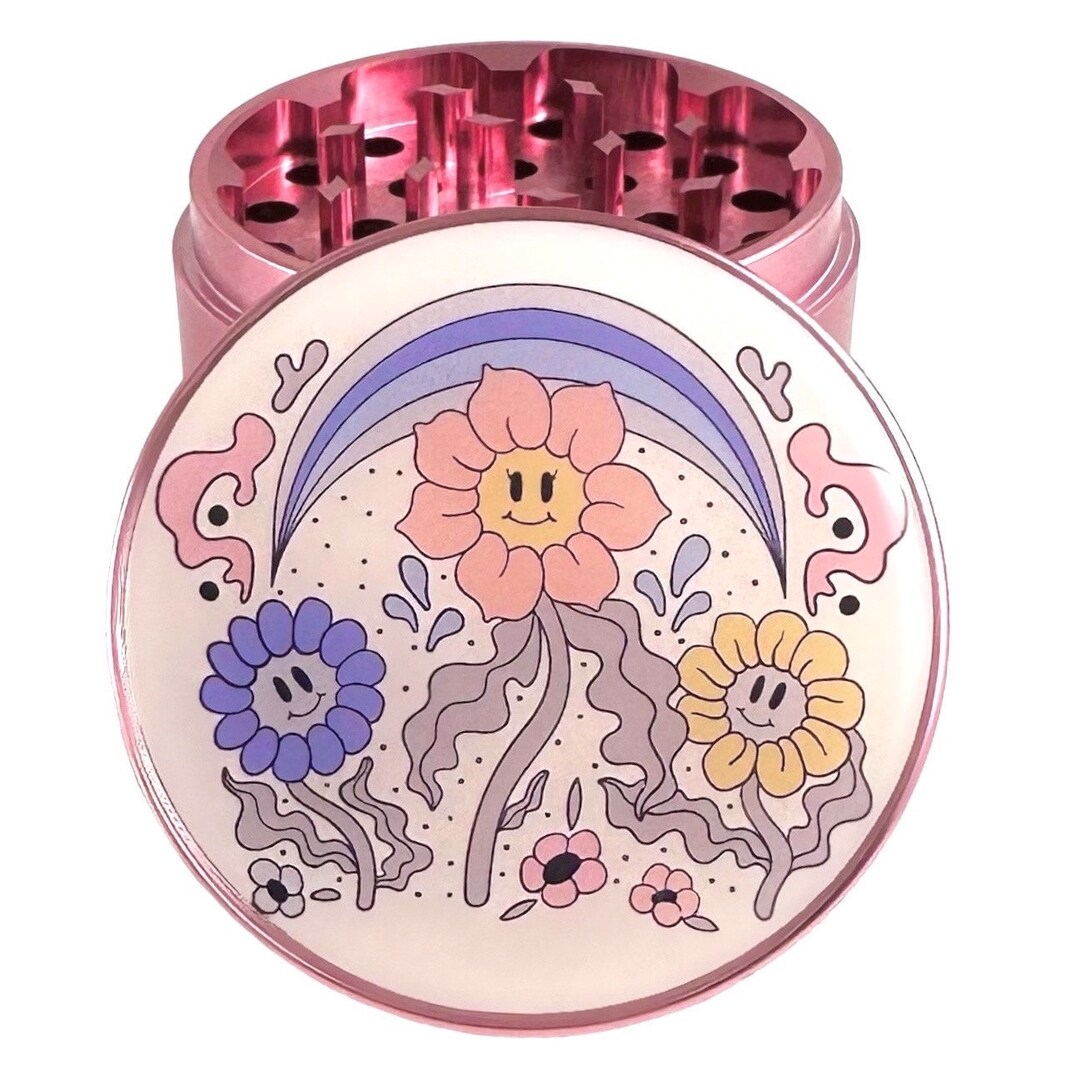 Retro Flower Grinder, Floral Herb Grinders, Pink Flowers Grinder - Etsy