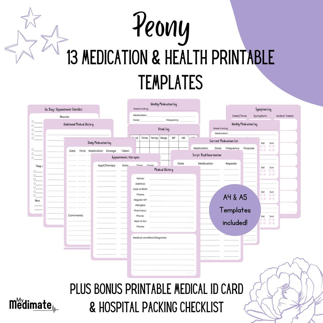 Medication and Health Tracker Printable Track Daily Medication and ...