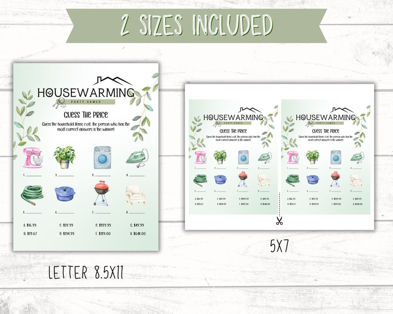 Housewarming Games Printable, Guess the Price Printable, Housewarming ...