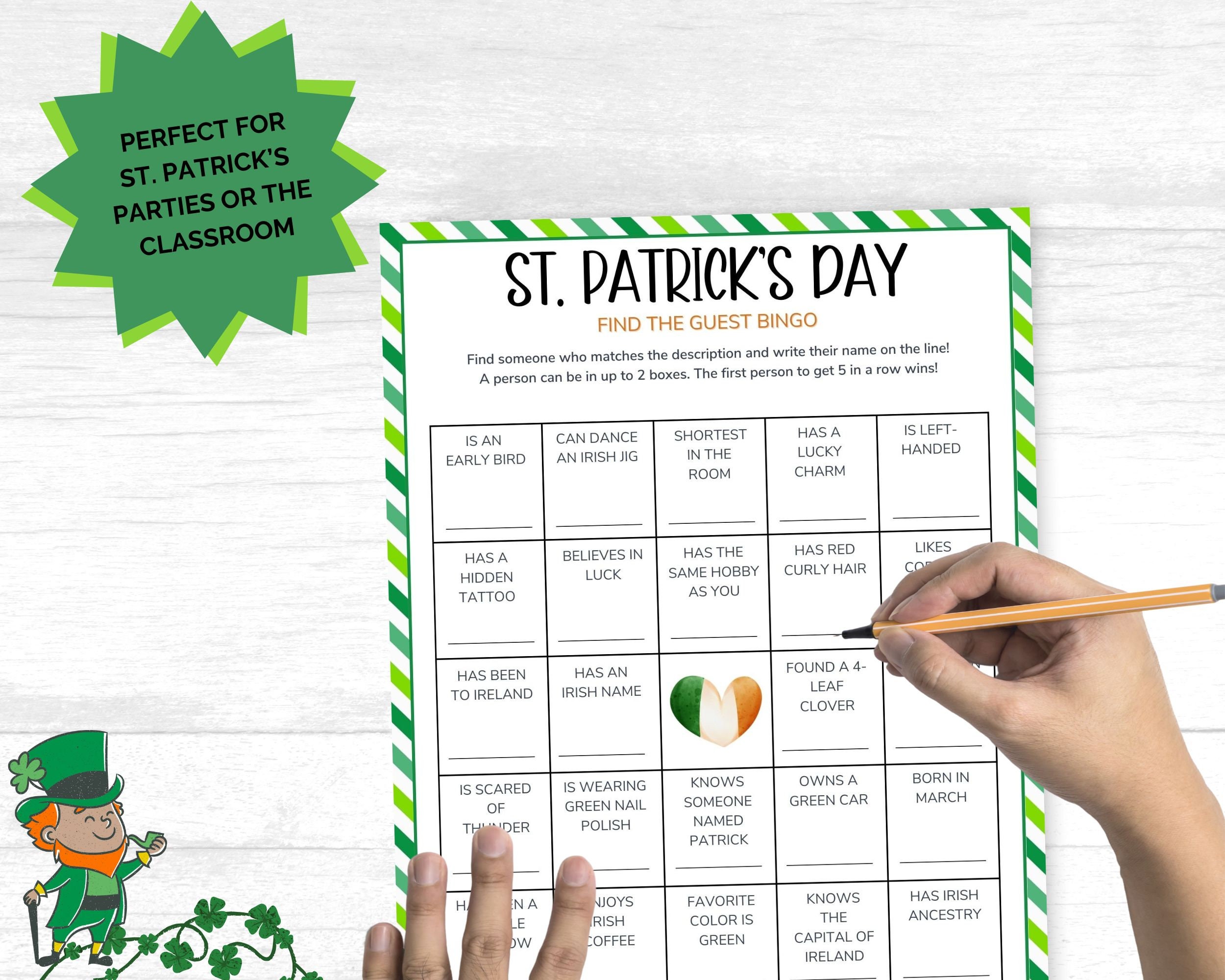 St. Patrick's Human Bingo, Ice Breaker, Adult Party Games, Office Party ...