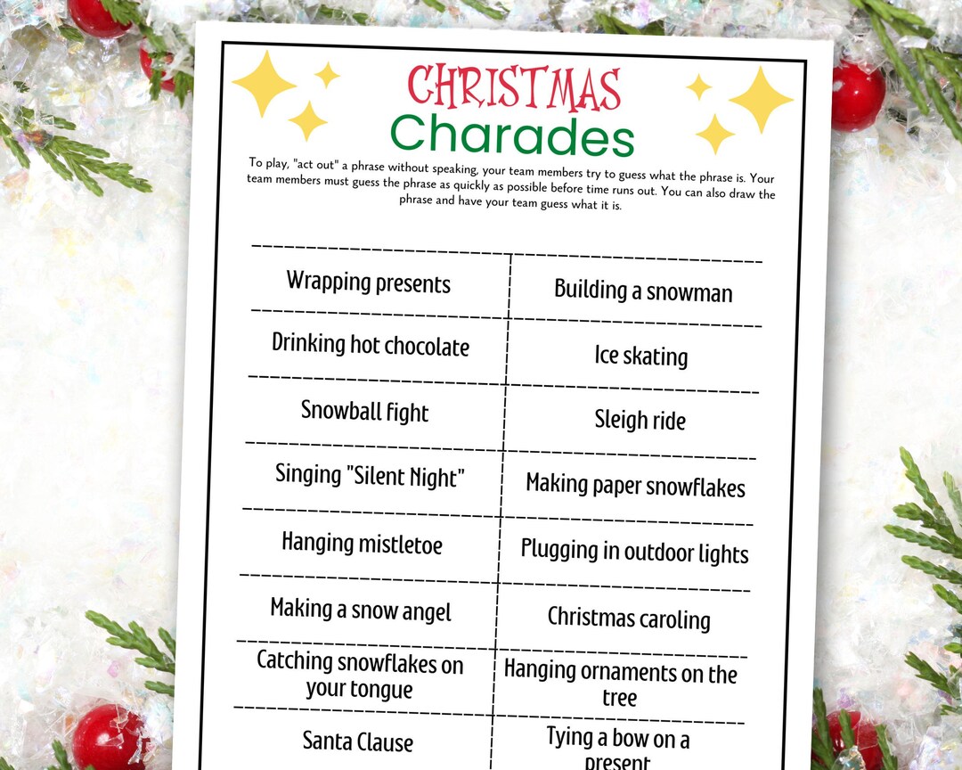 Christmas Charades Game, Guess Who Game, Friendsmas Games, Christmas ...