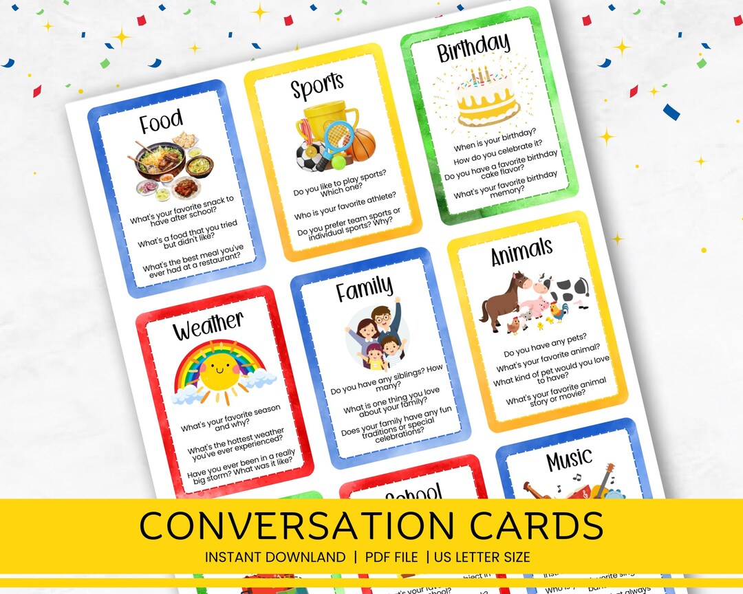 Conversation Cards for Kids, Get to Know You Cards, Ice Breaker ...
