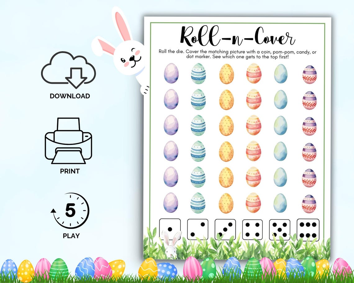 Printable Easter Roll and Race Dice Game , Roll and Cover Dice Game ...