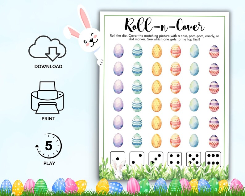 Printable Easter Roll and Race Dice Game , Roll and Cover Dice Game ...