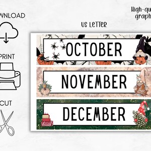 Months of the Year for Pocket Calendar, Wall Calendar for Classroom ...