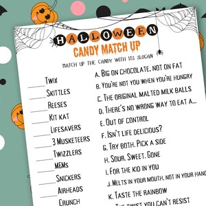 Halloween Trivia Candy Match Game, Halloween Candy Guessing Game ...