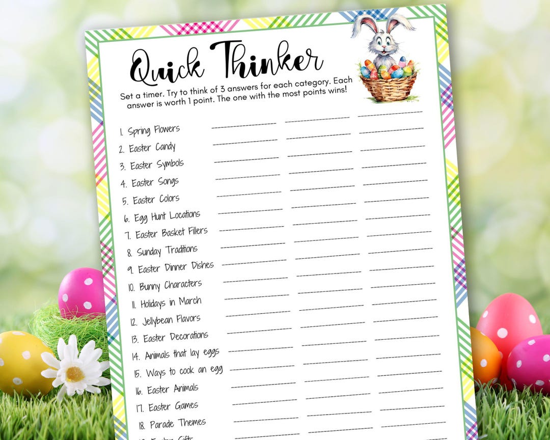 Easter Think Fast Game, Easter Activity for Adults and Kids, Think ...