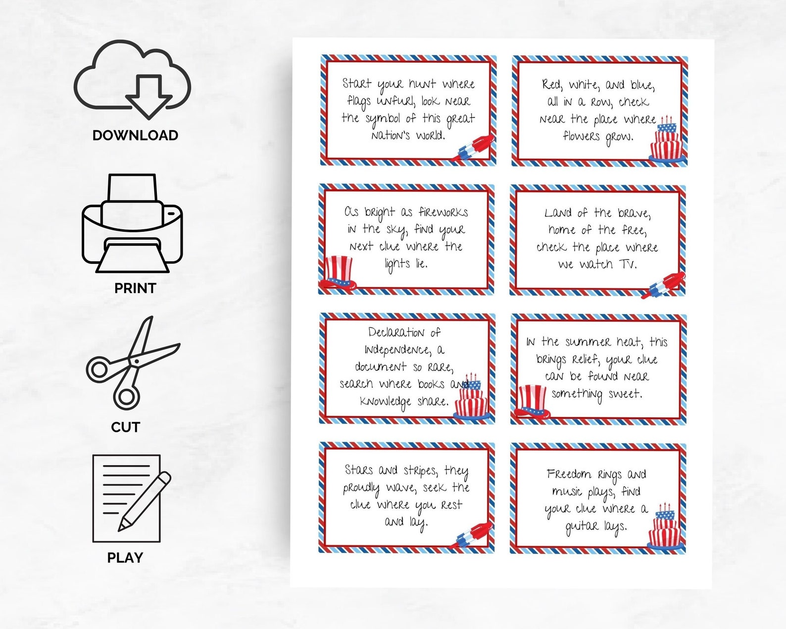 Red, White, and Blue Scavenger Hunt, 4th of July Games for Family, Kids ...