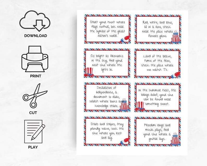 4th of July Scavenger Hunt, 4th of July Games, Scavenger Hunt for the ...