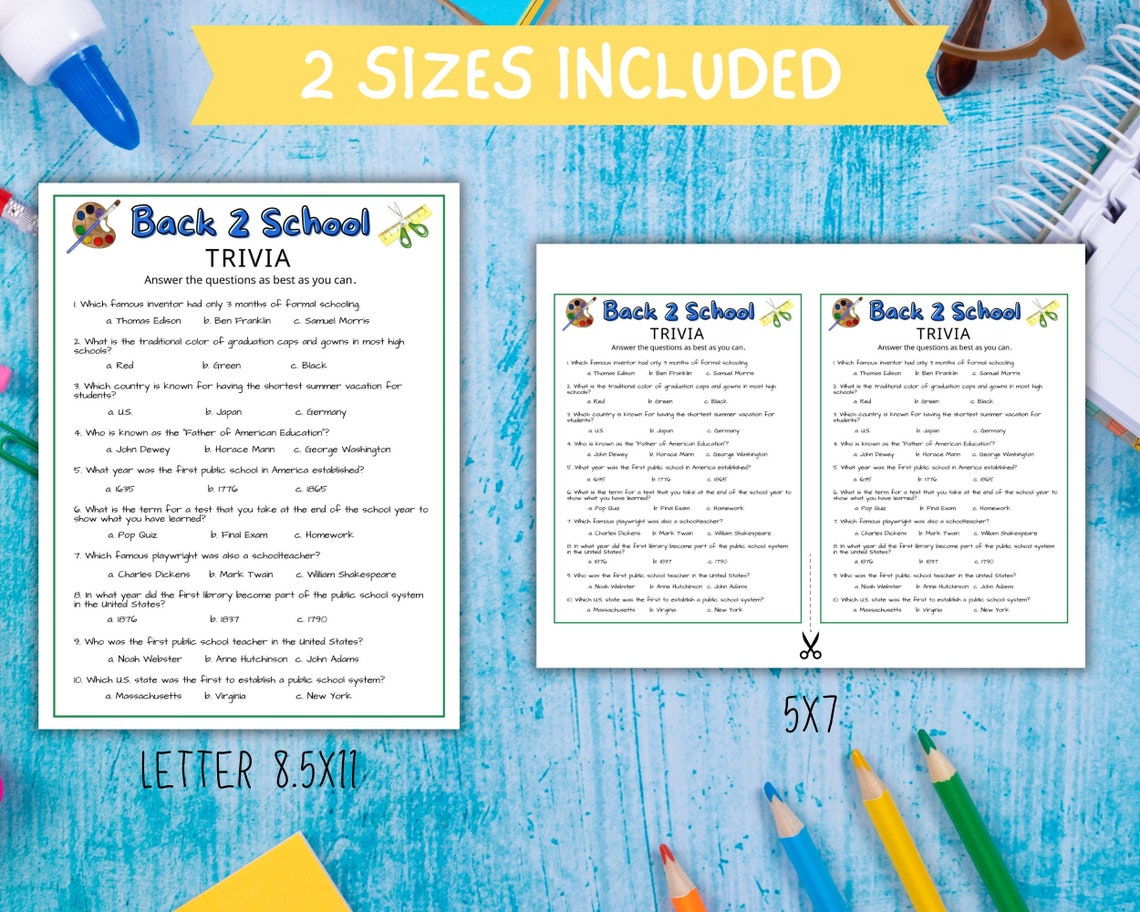 Back to School Trivia Game, Icebreaker Trivia Questions for Kids, First ...