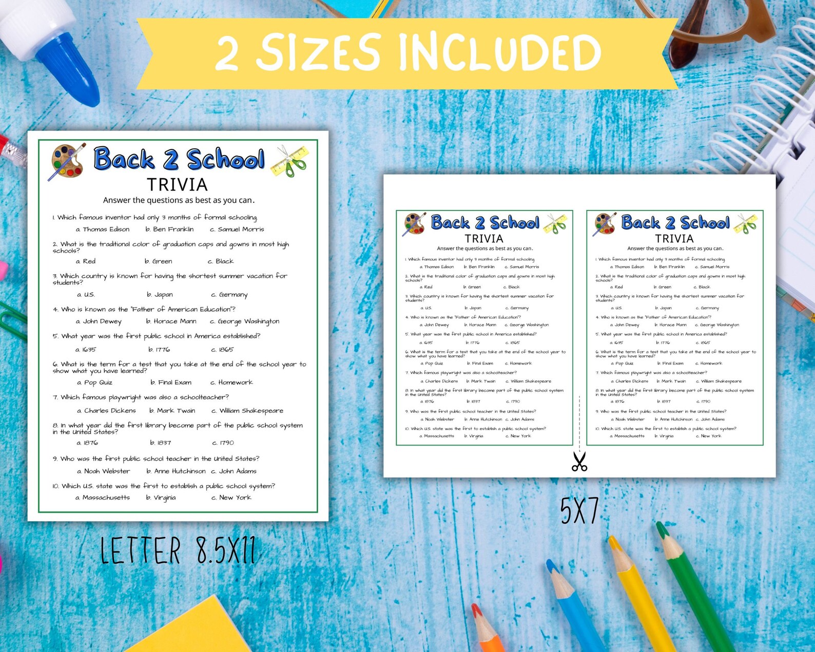 Back to School Trivia Game, Icebreaker Trivia Questions for Kids, First ...