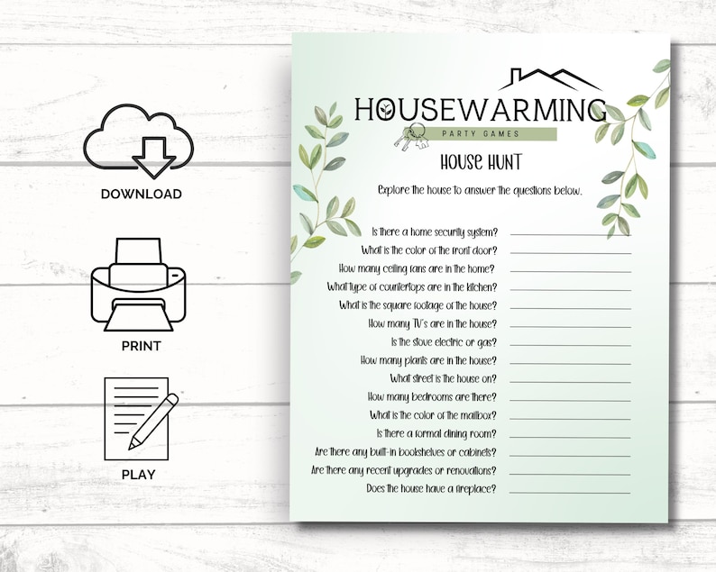 Housewarming Scavenger Hunt Game, Home Scavenger Game, New House Party ...