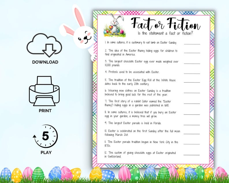 Easter Fact or Fiction Game, Easter Trivia Questions, Easter Games for ...