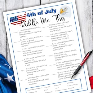 Funny 4th of July Printable, Riddle Me This Trivia Questions and ...