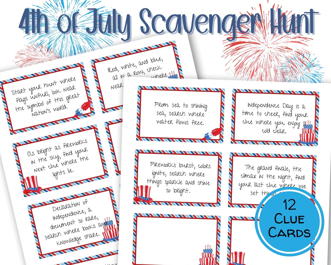 4th of July Scavenger Hunt, 4th of July Games, Scavenger Hunt for the ...