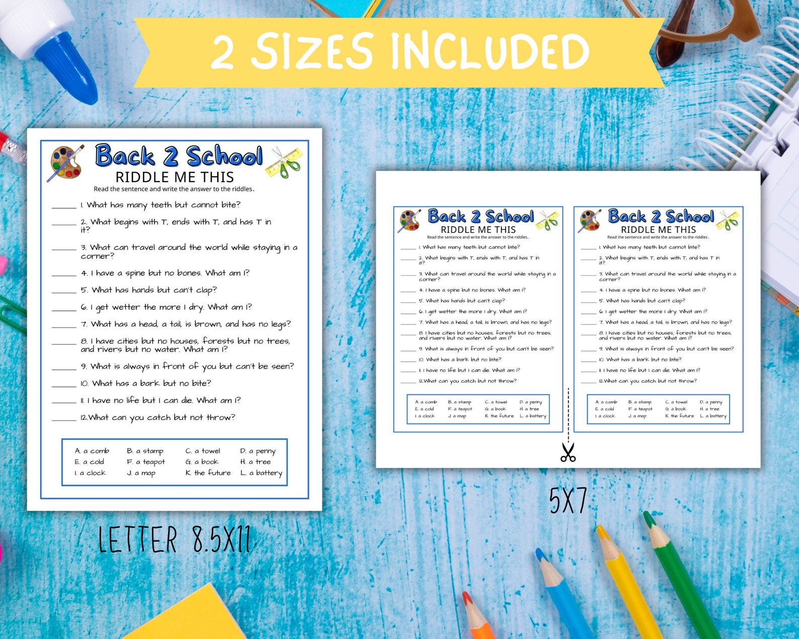 Riddle Me This Back to School Game for Kids, Back to School Trivia ...