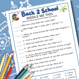 Riddle Me This Back to School Game for Kids, Back to School Trivia ...