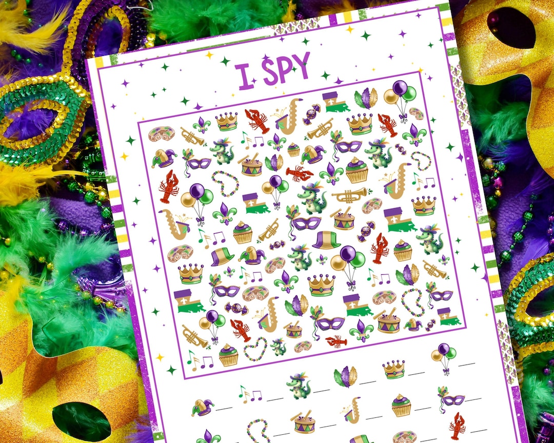 I Spy Mardi Gras Game for Kids, NOLA Game for Kids, Scavenger Hunt Game ...
