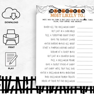 Halloween Most Likely to Game, Halloween Activity for Kids and Adults ...